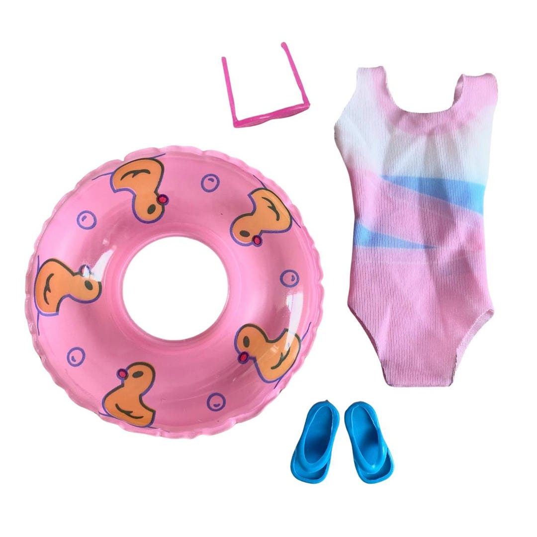 Adorable Pink Swimsuit Set for Fashion Dolls-swimsuit, Sandals, Glasses ...