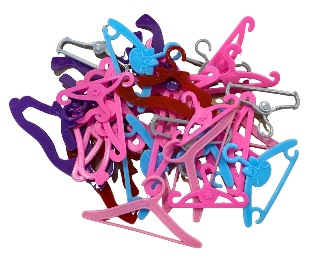 100pcs. Adorable Mix Lot Hangers for Fashion Dolls-pink, Purple, Blue ...