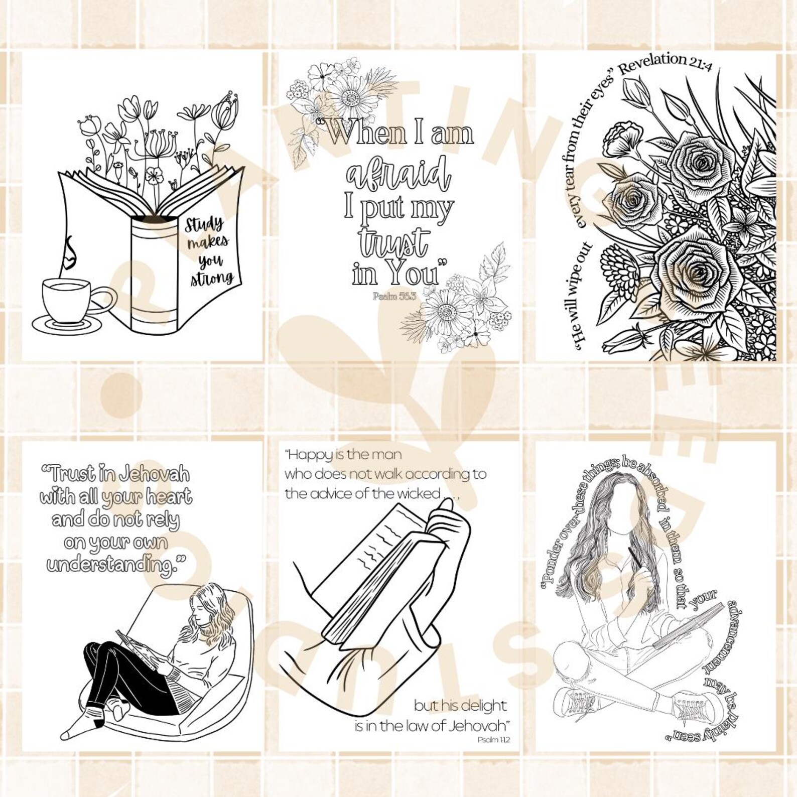JW Coloring Pages - Coloring Book With 25 Pages With Scriptures - Etsy