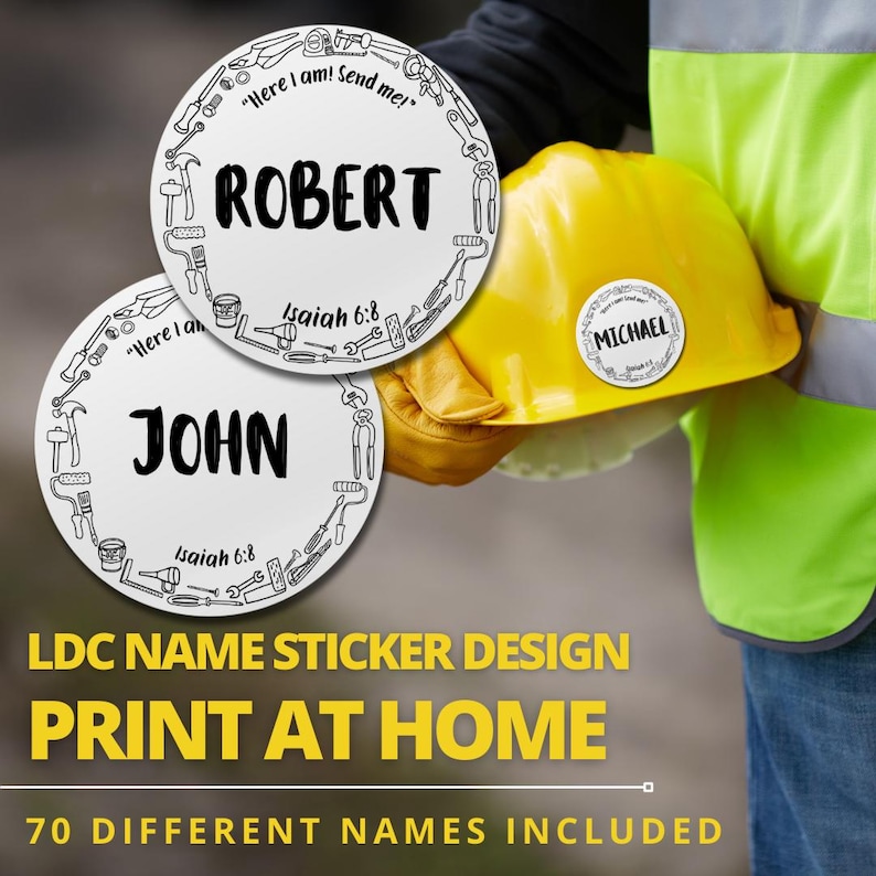 LDC Name Sticker Design - Print at Home - 70 Custom Names - Digital ...