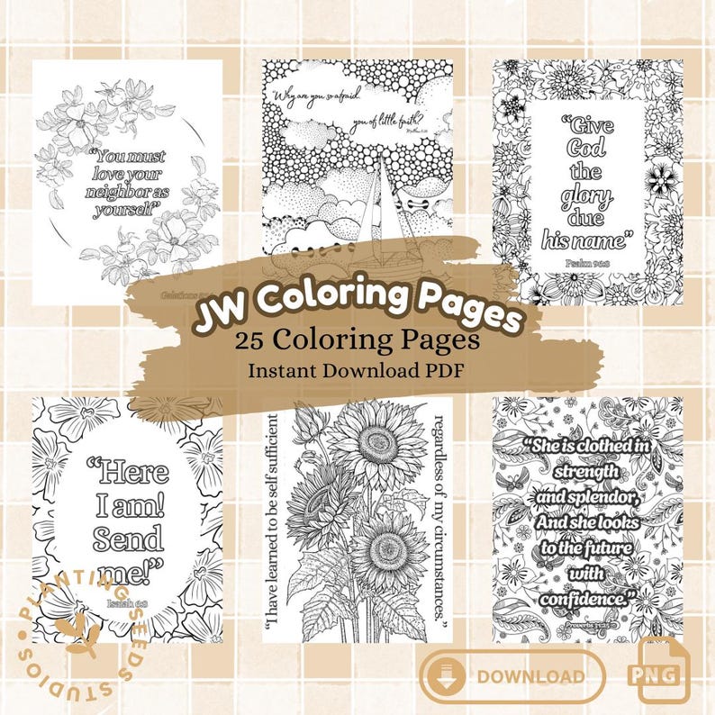 JW Coloring Pages - Coloring Book With 25 Pages With Scriptures - Etsy