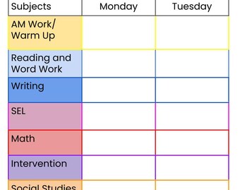 BLANK - Preschool Themed Weekly Lesson Plan Template - Etsy