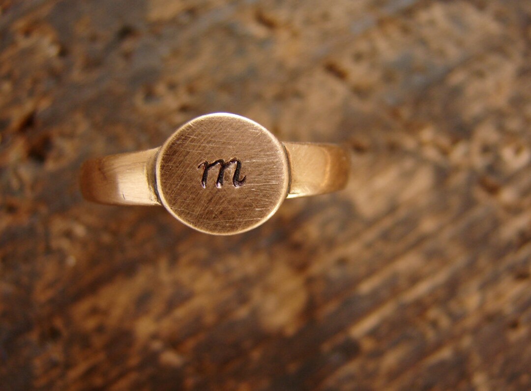 Initial Pinky Ring, Personalized Gift, Signet Ring, Rose Gold Stackable ...
