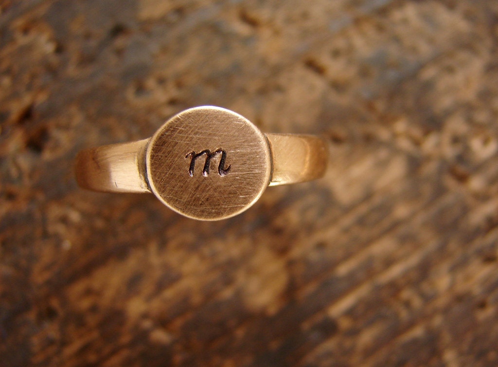 Initial Pinky Ring Personalized Gift Signet Ring Rose Gold - Etsy