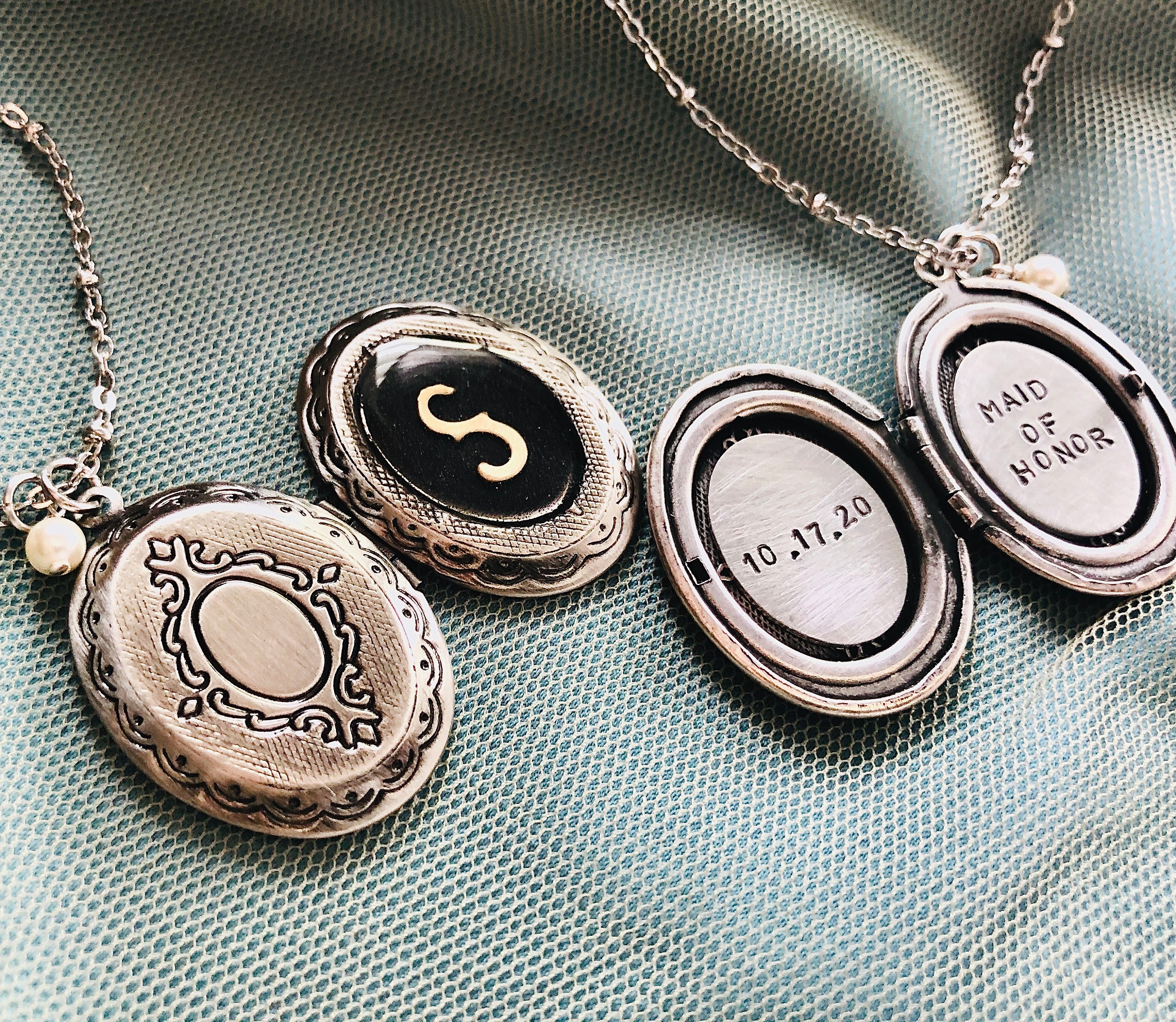 Personalized Jewelry, Initial Locket Pendant Necklace, Two Initials ...