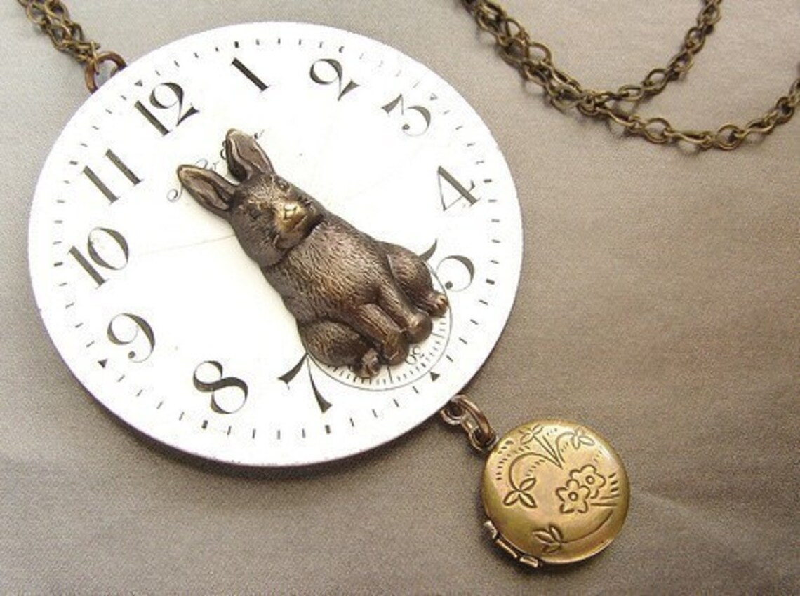 Vintage Watch Face Rabbit Locket Necklace Vintage Stopwatch - Etsy