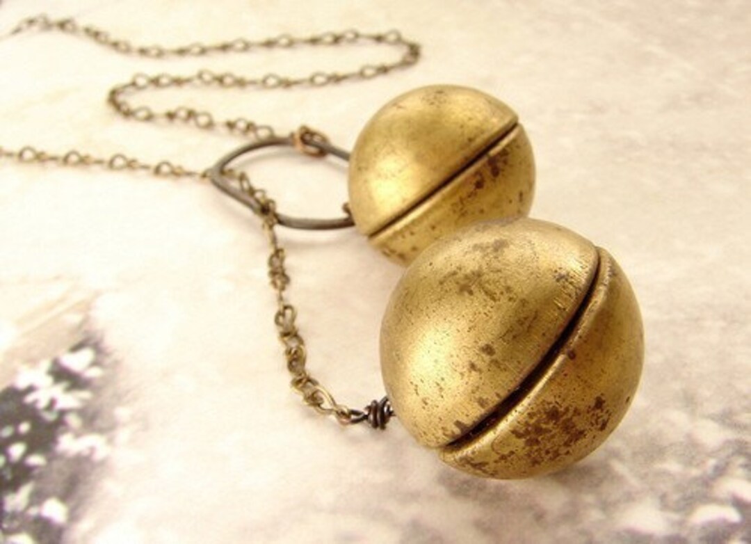 Vintage Ball Locket Lariat, Sphere Locket Pendant, Statement Necklace ...