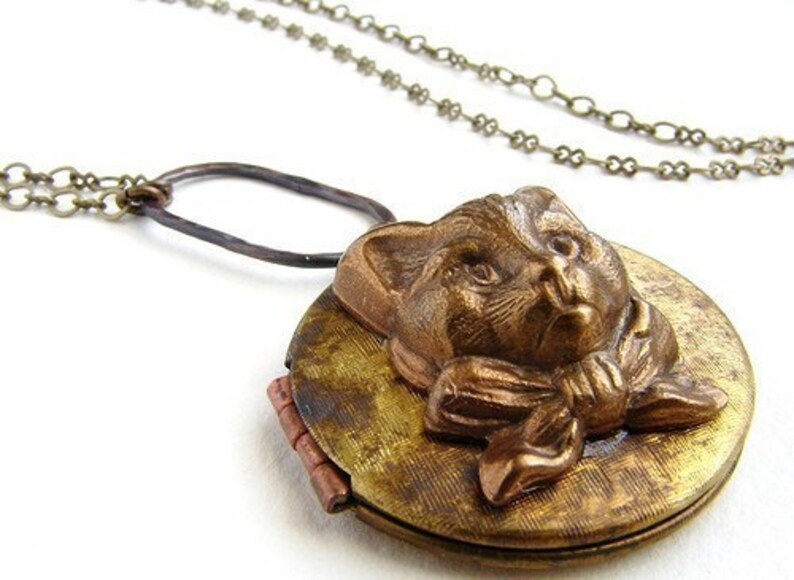 Vintage Cat Locket Necklace Vintage Locket Necklace Photo - Etsy