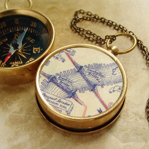 Brooklyn Map Compass Keychain, Personalized Gift, Custom Map Compass Keychain, Personalized ...