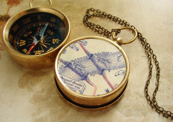 Brooklyn Map Compass Keychain Personalized Gift Custom Map | Etsy