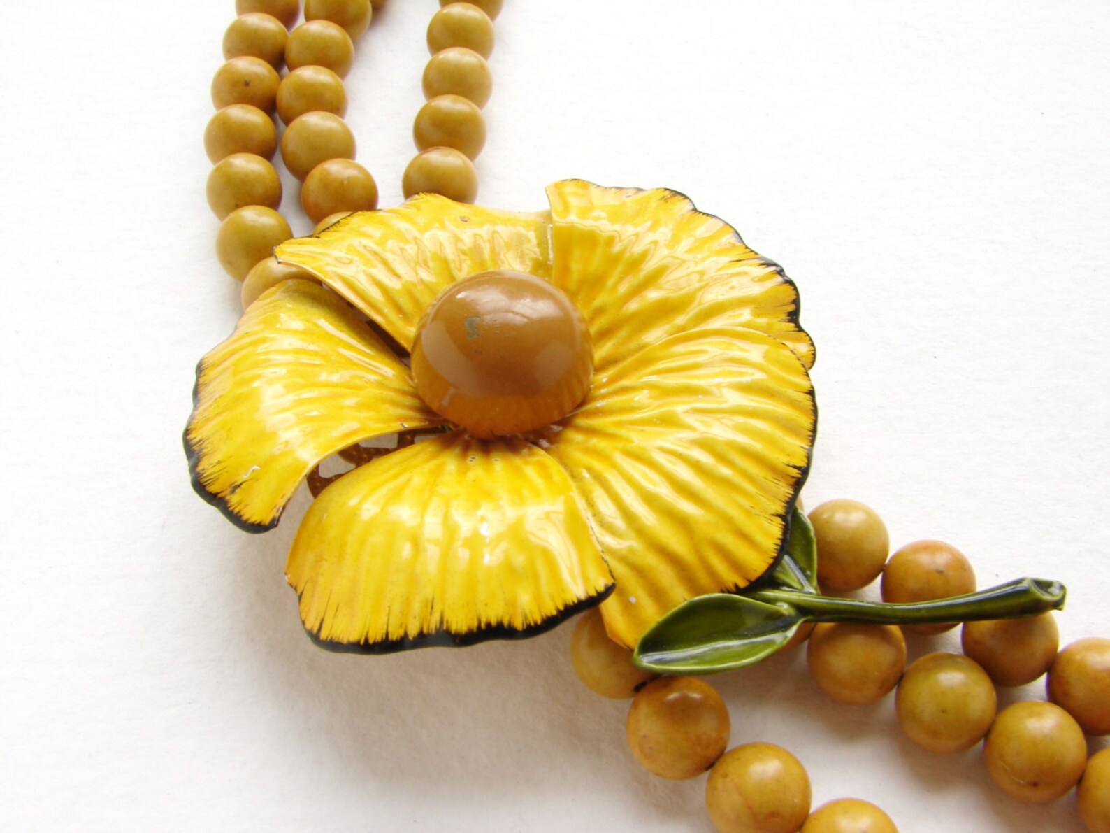Mustard Yellow Flower Necklace Statement Necklace Vintage - Etsy