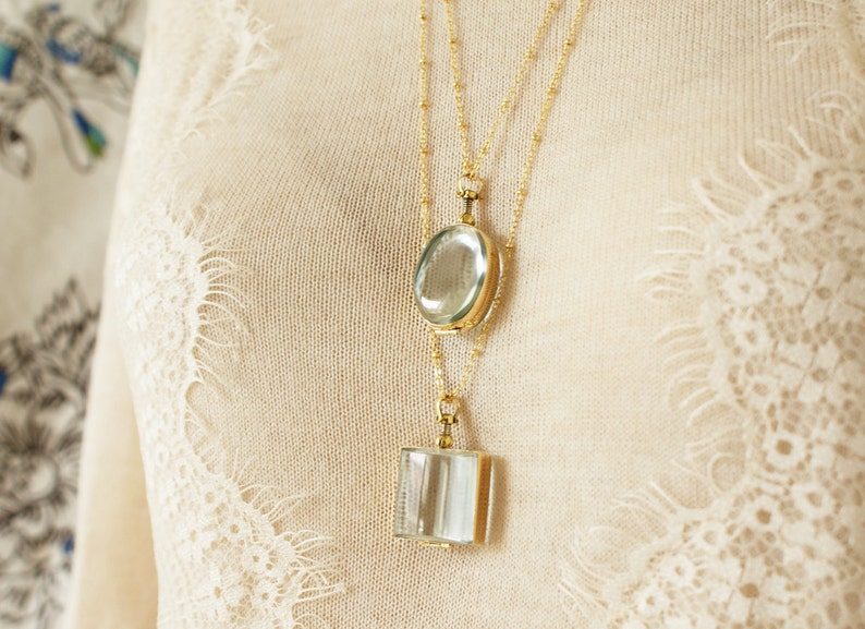 Beveled Glass Locket Necklace, Glass Locket Pendant, Personalized Women ...