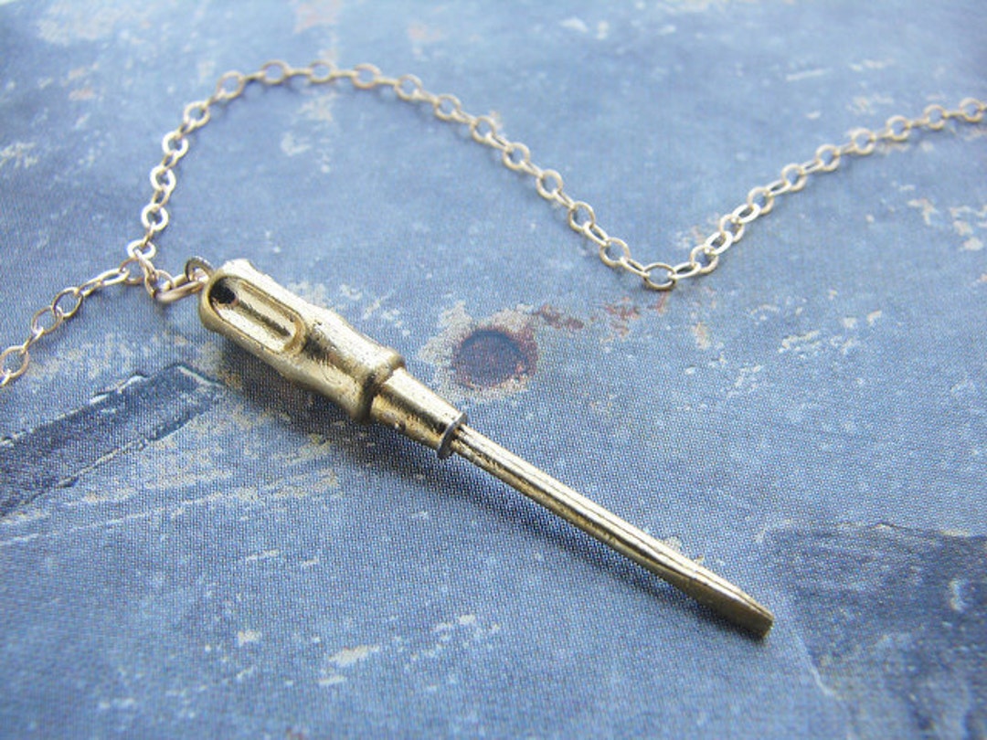 Gold Screwdriver Necklace, Miniature Screwdriver Necklace, Tiny ...