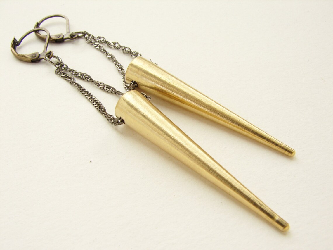Spike Dangle Earrings Gold Spike Dangle Statement Dangle - Etsy
