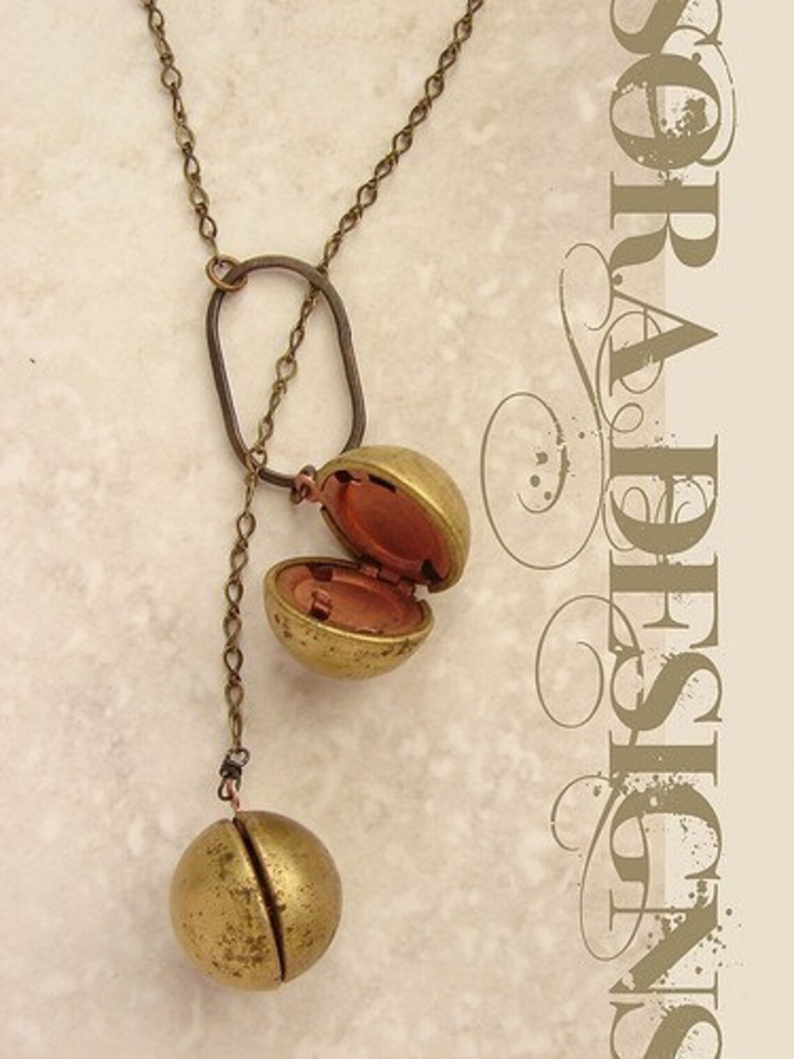 Vintage Ball Locket Lariat Sphere Locket Pendant Statement - Etsy