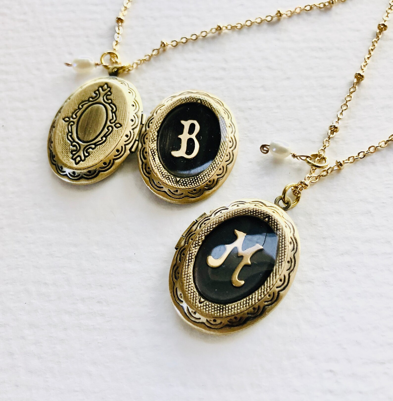 Personalized Jewelry Initial Locket Pendant Necklace Two - Etsy