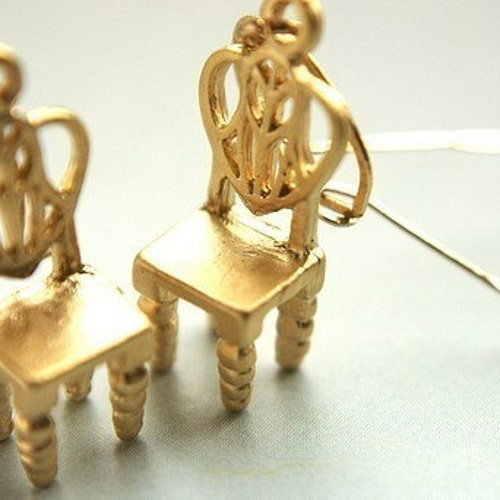 Gold Chair Drop Earrings Miniature Chair Dangle Earrings - Etsy