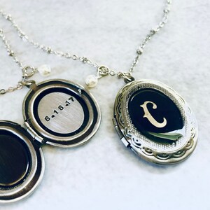 Initial Locket Necklace, Personalized Jewelry, Two Initials, Silver ...