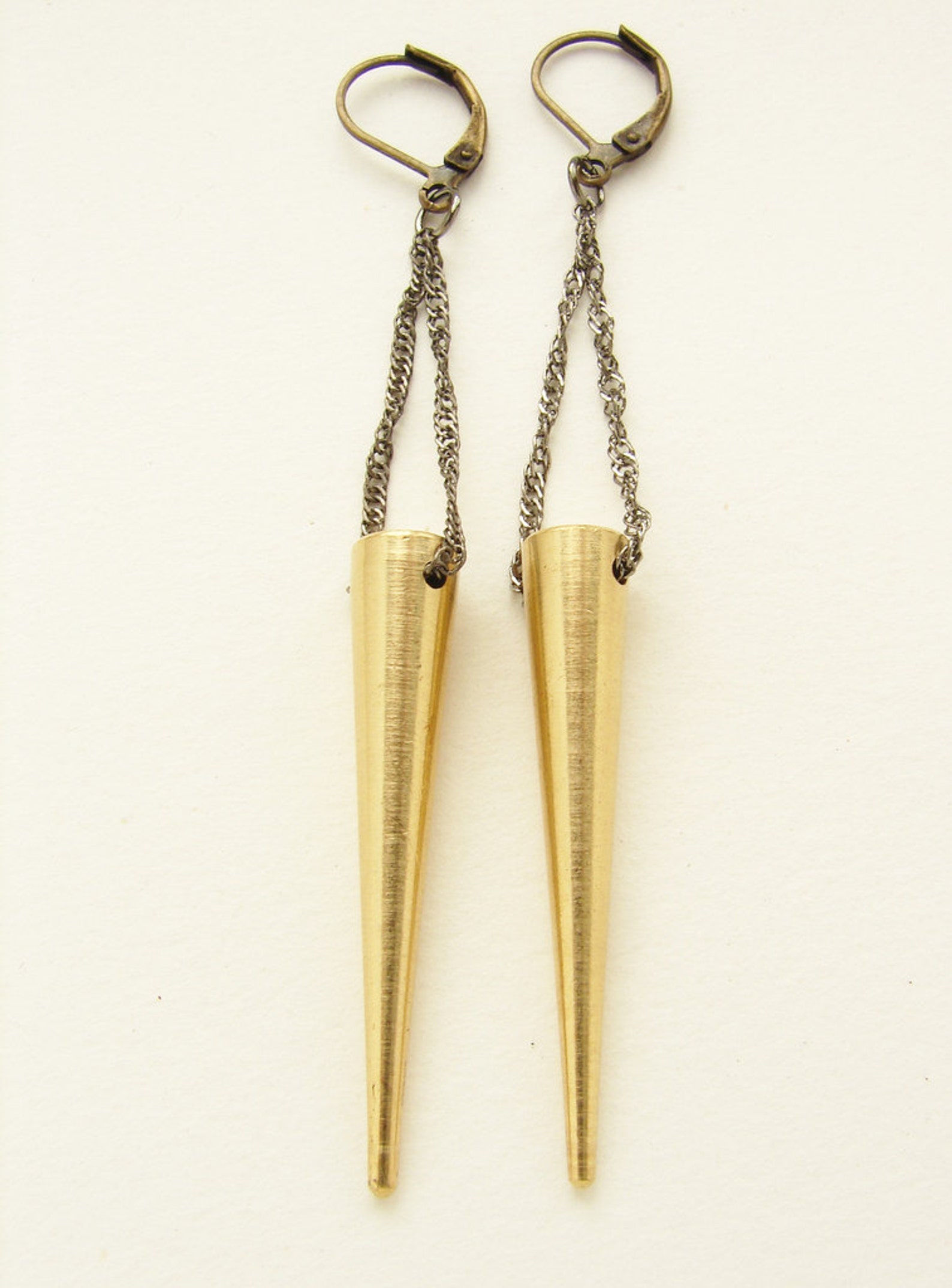 Spike Dangle Earrings Gold Spike Dangle Statement Dangle - Etsy