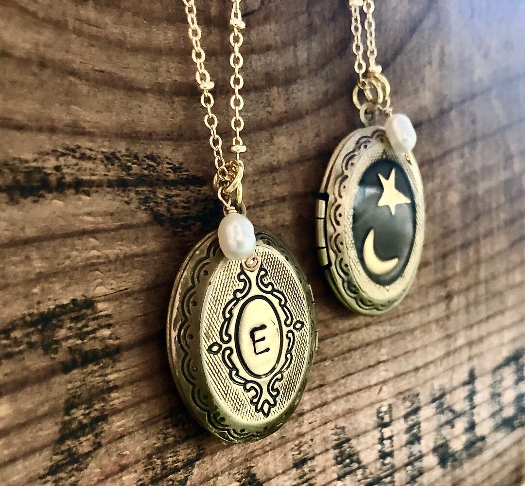 Personalized Jewelry, Initial Locket Pendant Necklace, Two Initials ...