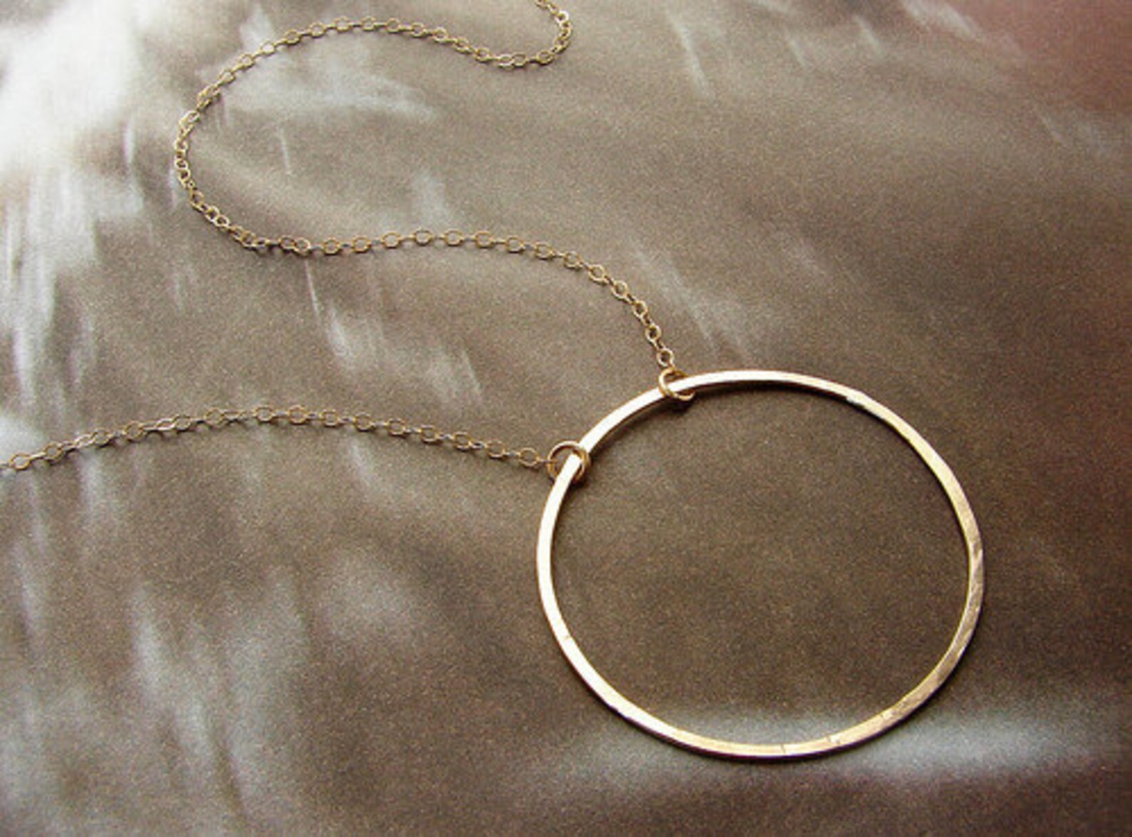 Gold Circle Necklace Large Bridesmaid Jewelry Hammered Gold - Etsy