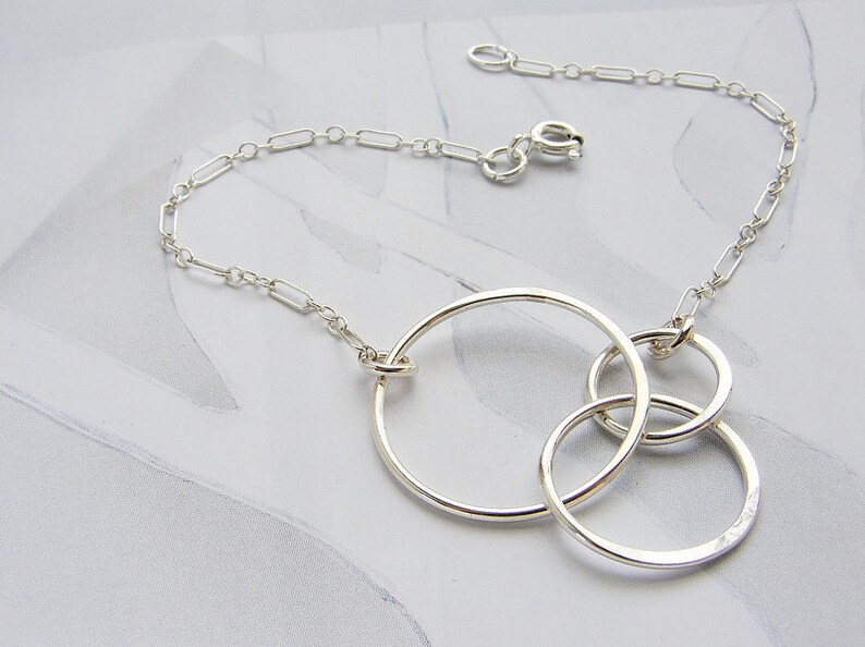 Triple Circles Bracelet Three Connected Rings New Mom - Etsy