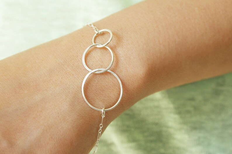 Triple Circles Bracelet Three Connected Rings New Mom - Etsy
