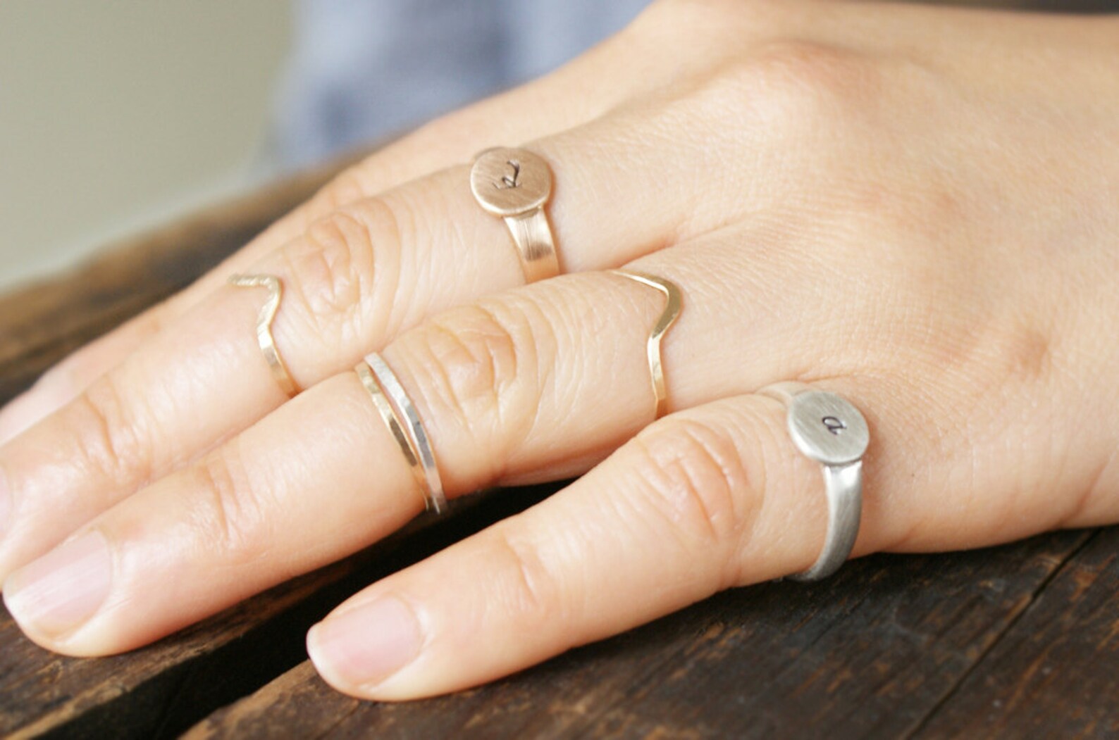 Initial Ring Pinky Ring Stackable Ring Personalized - Etsy