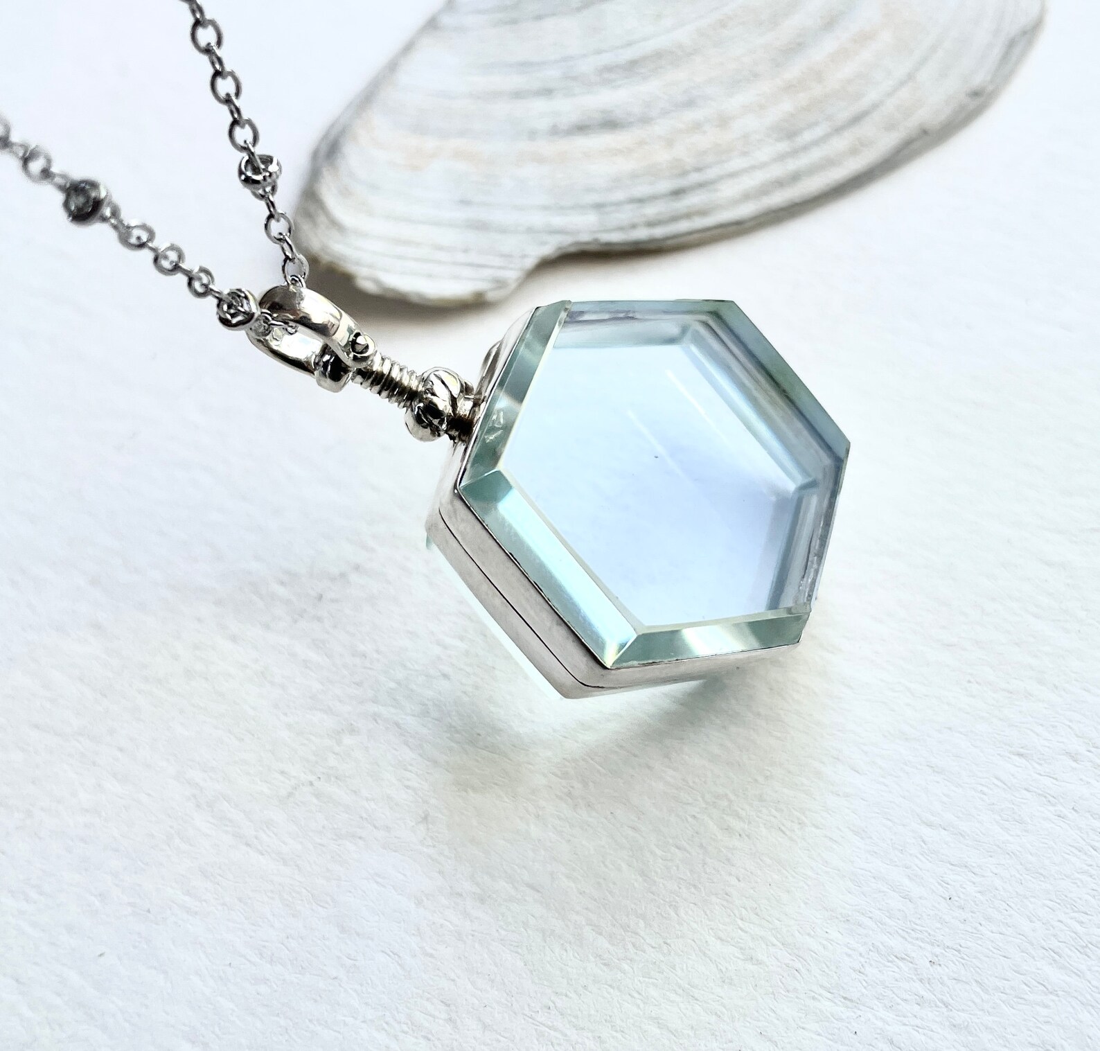 Beveled Glass Locket Necklace, Glass Locket Pendant, Personalized Women ...