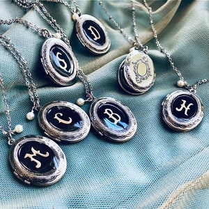 Initial Locket Necklace, Personalized Jewelry, Two Initials, Silver ...