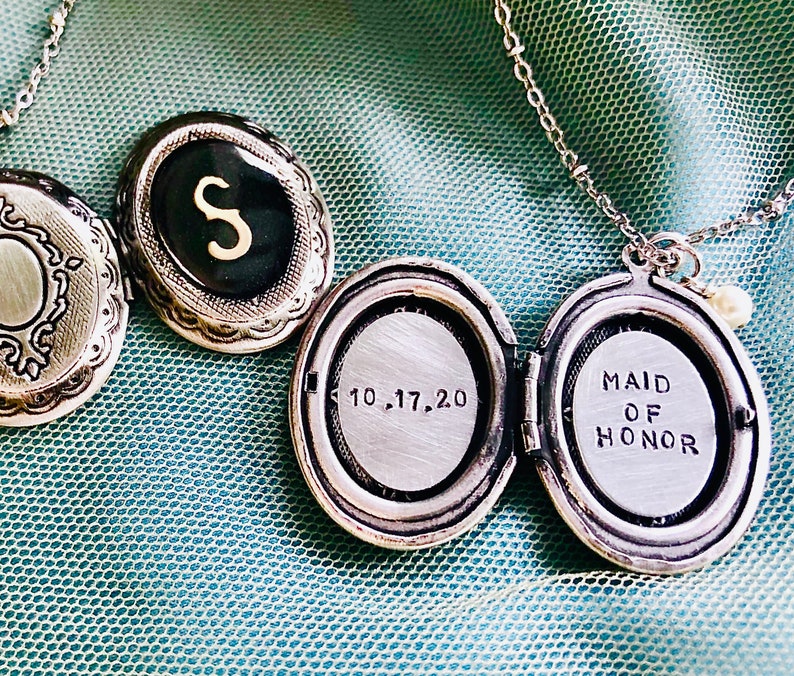 Initial Locket Necklace Personalized Jewelry Two Initials - Etsy