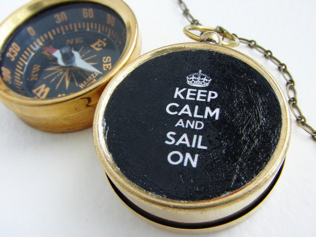 Keep Calm Sail on Compass Custom Compass Keychain With Keep - Etsy