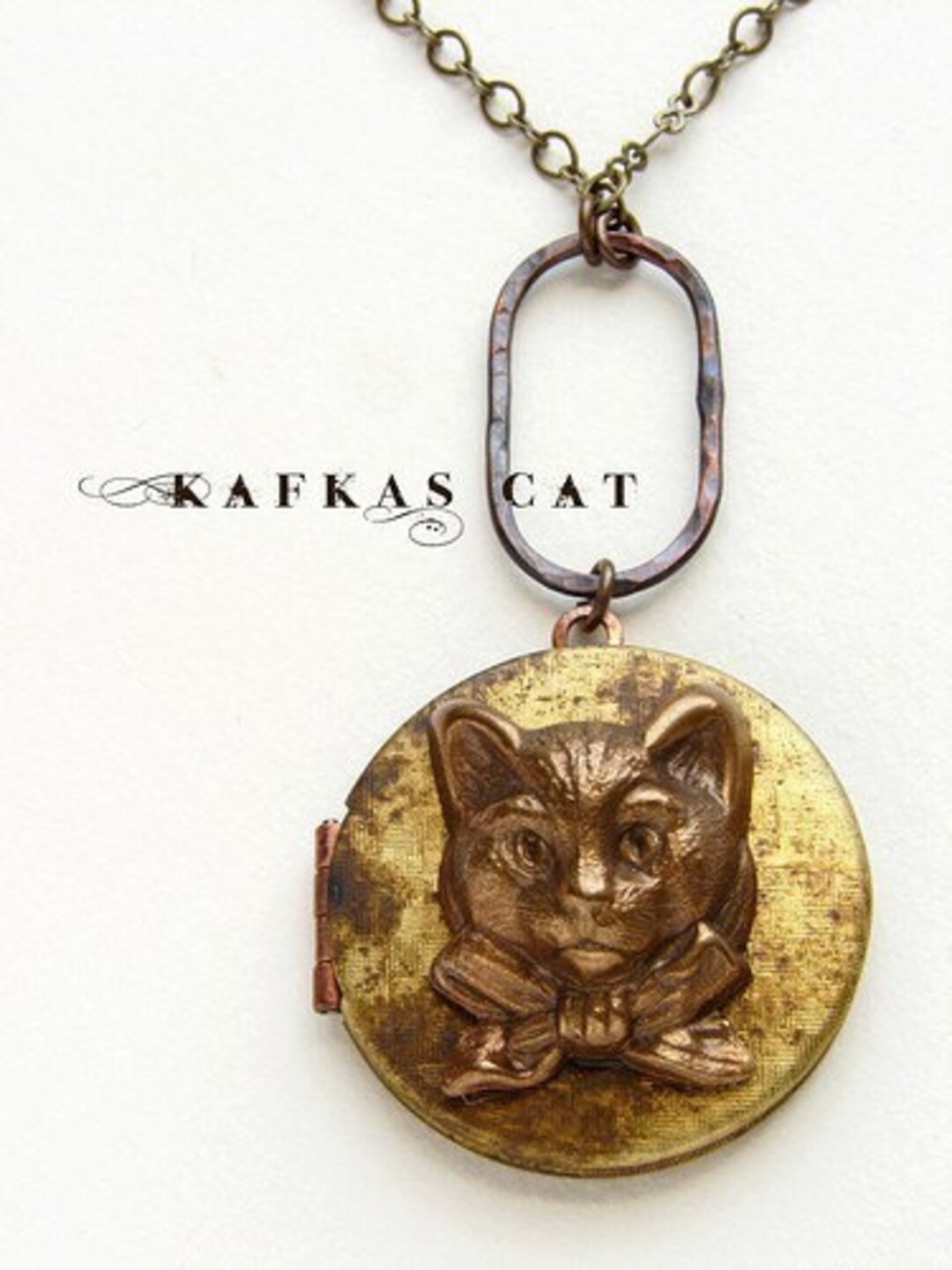 Vintage Cat Locket Necklace Vintage Locket Necklace, Photo Locket ...