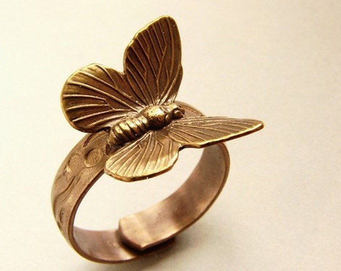 Butterfly at Your Finger Brass Ringexpedited SHIPPING - Etsy