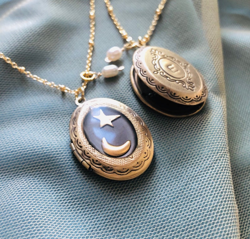 Personalized Jewelry, Initial Locket Pendant Necklace, Two Initials ...