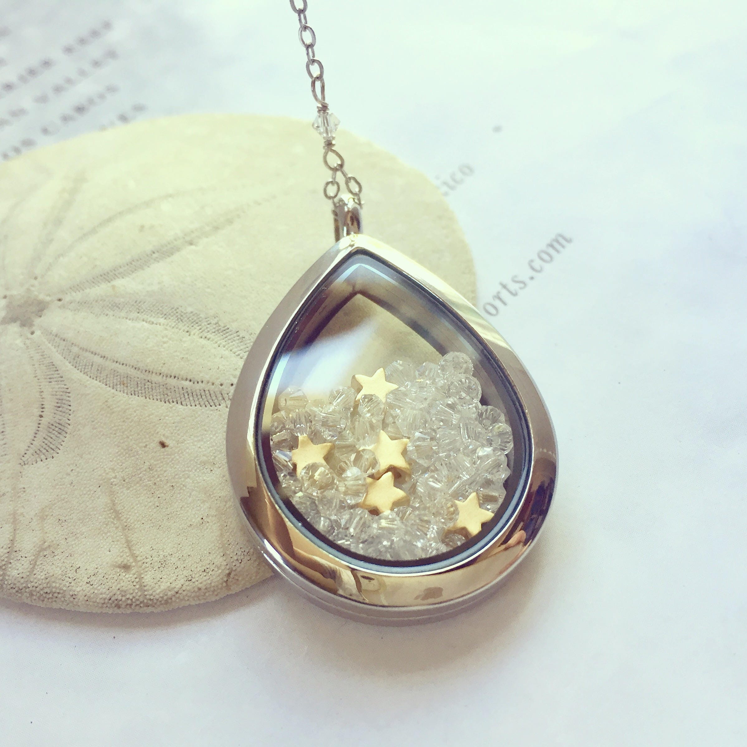 Y Necklace Star Locket Glass Locket Floating Locket Star - Etsy