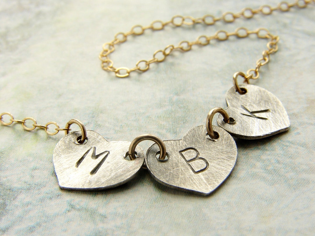 Heart Initial Necklace, Personalized Mothers Day Gift, Two Tone, Kids ...
