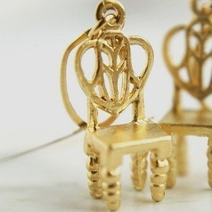 Gold Chair Drop Earrings, Miniature Chair Dangle Earrings, Novelty ...