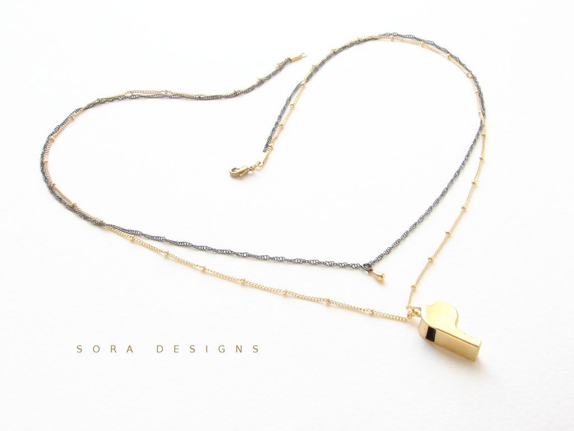 Gold Whistle Pendant Layer Necklace Pendant Police Whistle - Etsy