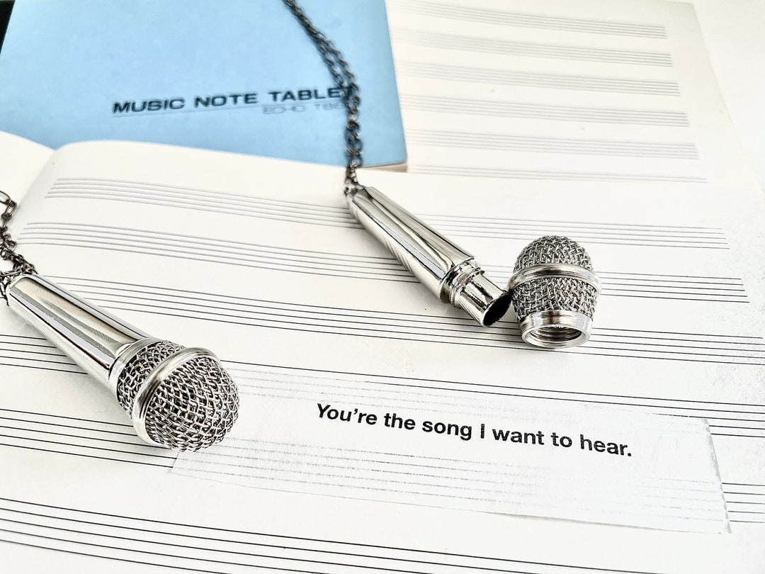 Realistic Microphone Necklace, Secret Compartment Microphone Pendant ...