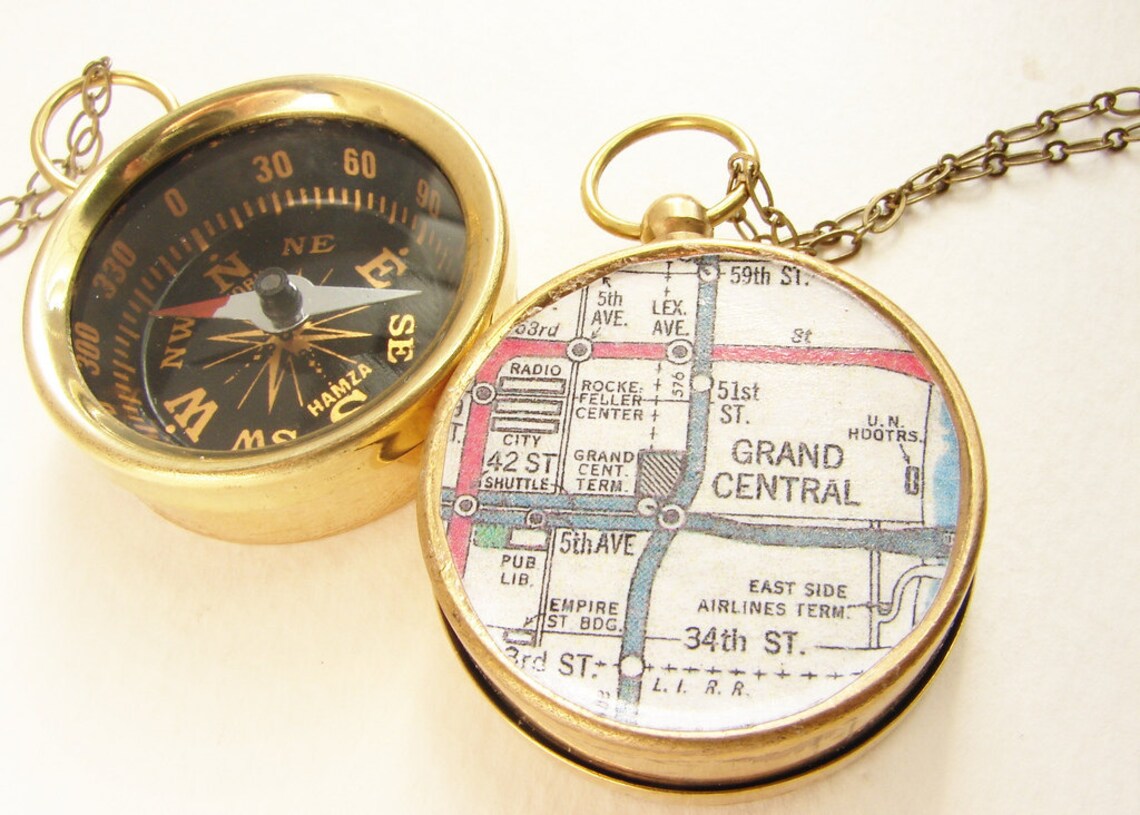 NYC Subway Map Compass Keychain Personalized Gift Manhattan - Etsy