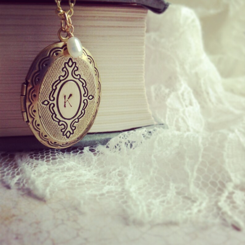 Personalized Jewelry, Initial Locket Pendant Necklace, Two Initials ...