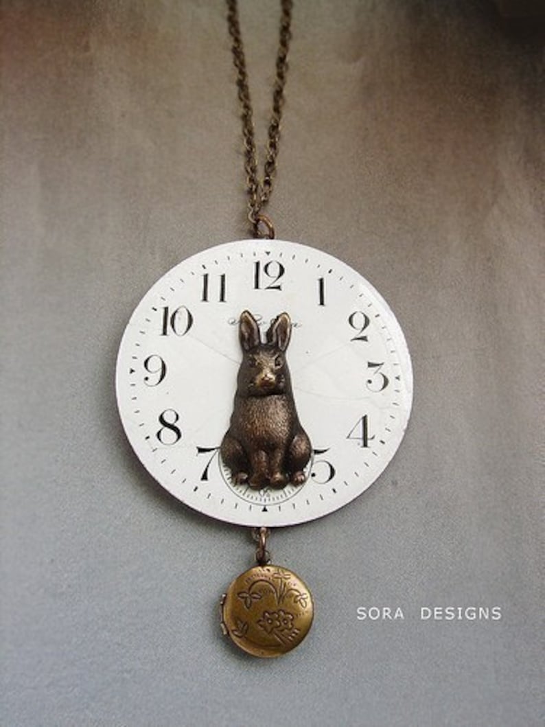 Vintage Watch Face Rabbit Locket Necklace Vintage Stopwatch - Etsy