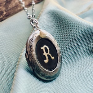 Initial Locket Necklace, Personalized Jewelry, Two Initials, Silver ...