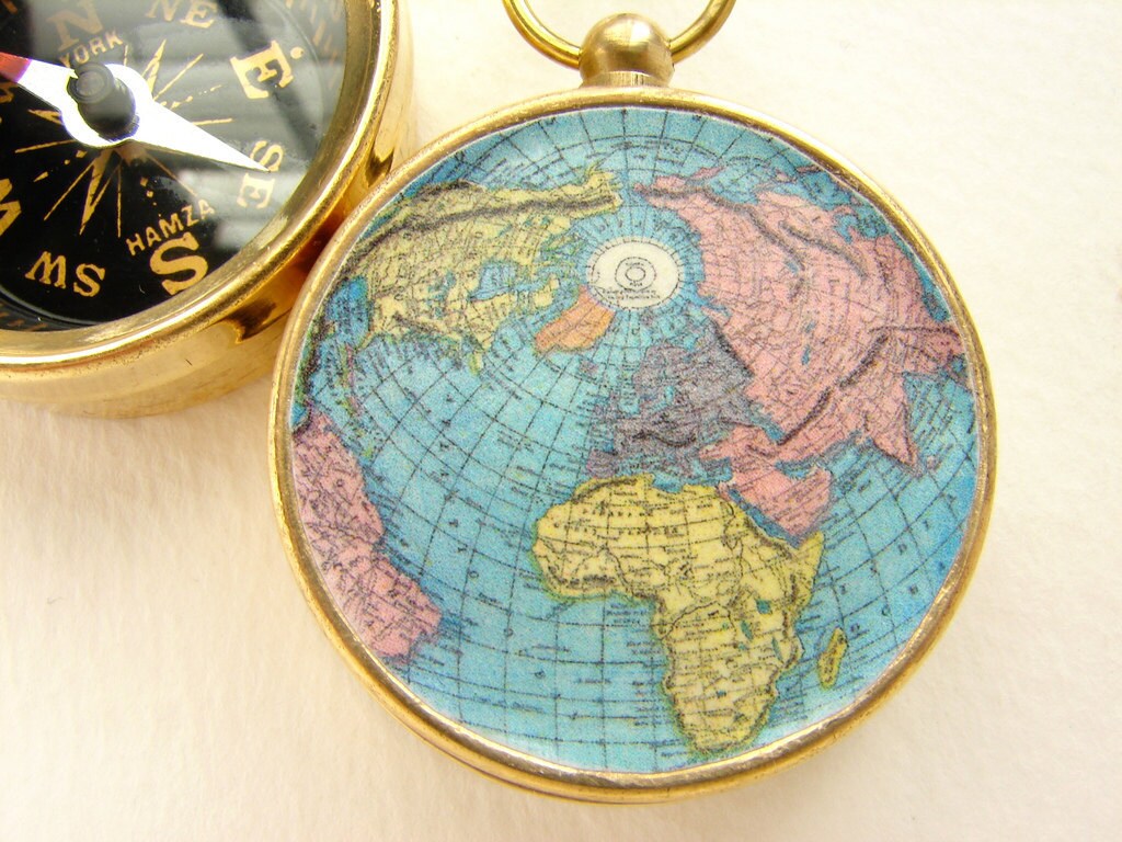 World Map Compass Necklace Compass Pendant Globe Pendant - Etsy