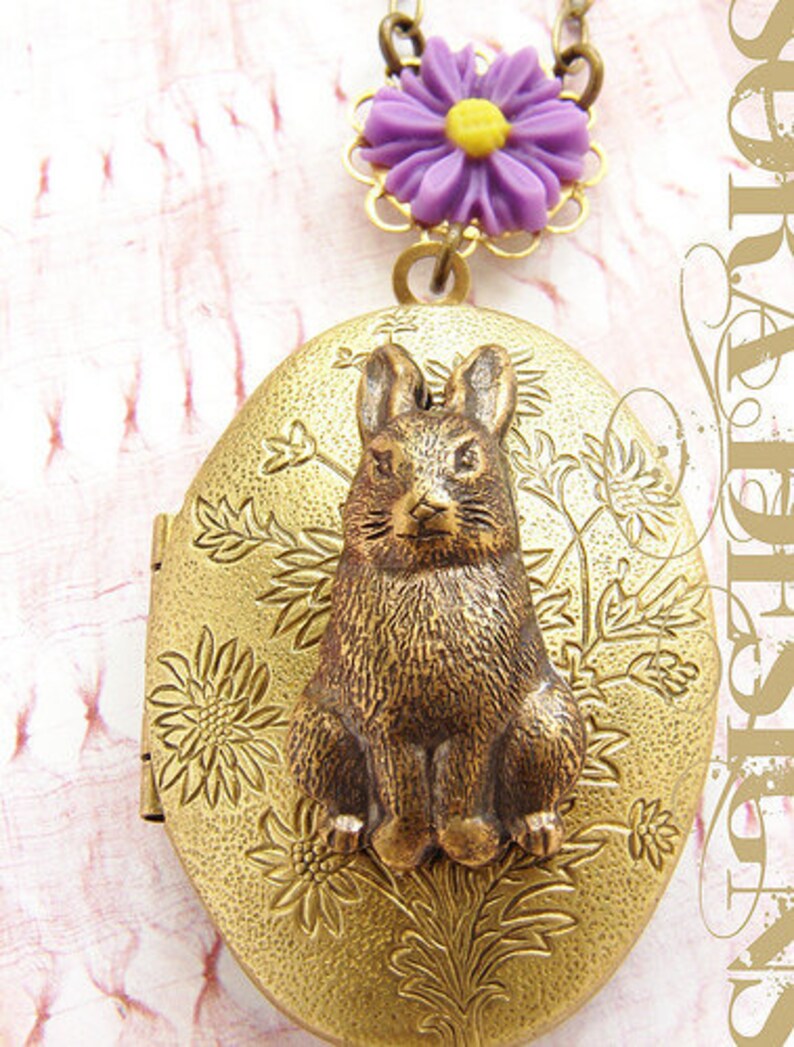 Bunny Locket Necklace Easter Sunday Animal Jewelry Woodland - Etsy