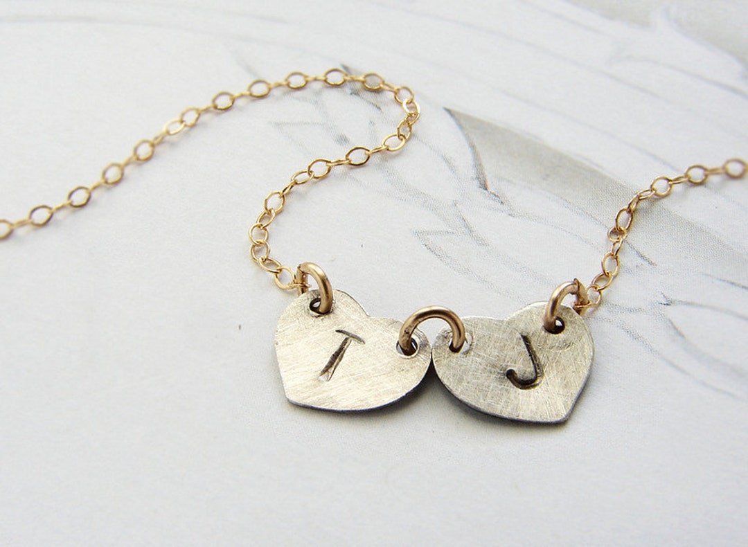 Double Initial Necklace, Personalized Jewelry, Two Initial Charm, Greek ...