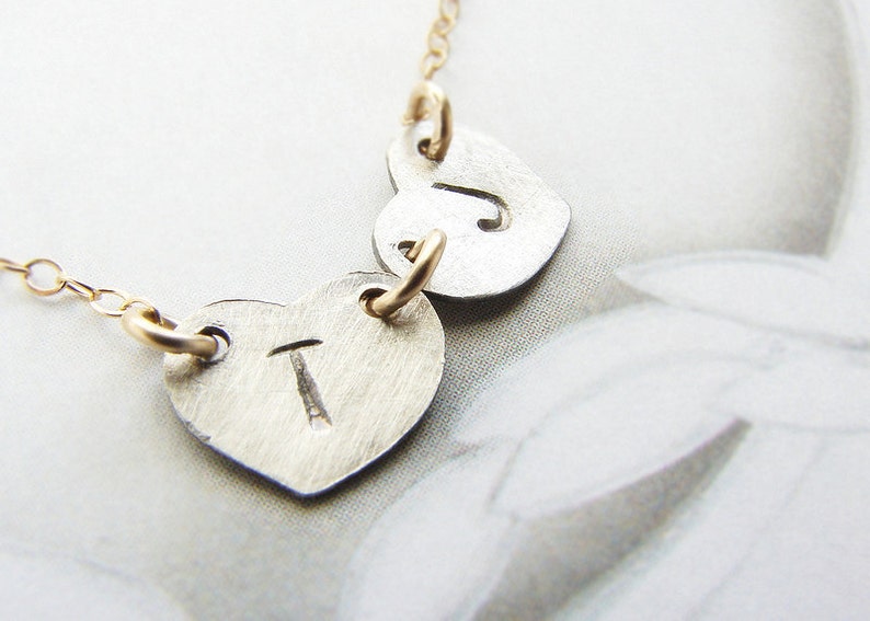 Double Initial Necklace, Personalized Jewelry, Two Initial Charm, Greek ...