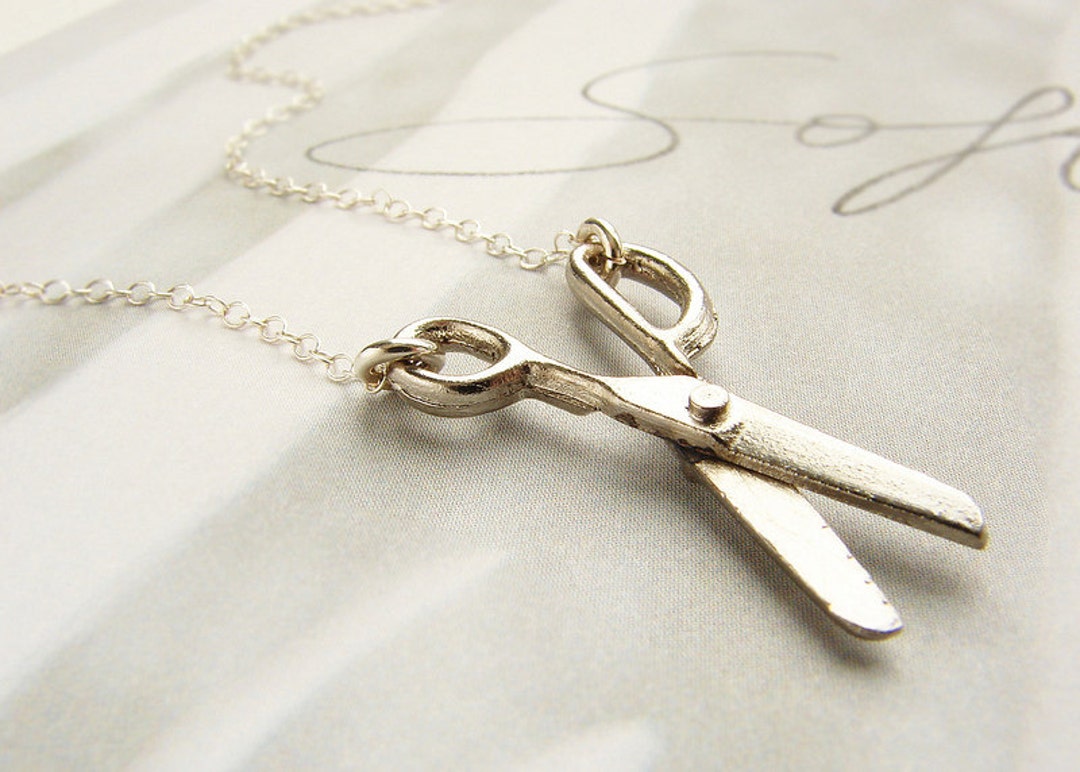 Miniature Scissor Necklace: Movable Silver Tiny Scissor Pendant - Etsy