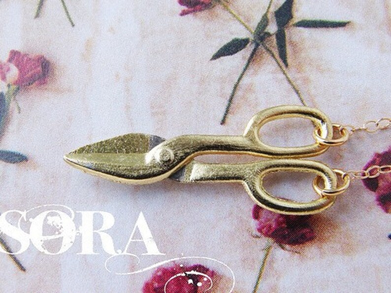 Tiny Scissor Necklace - Miniature Movable Scissor Gold Necklace, 14kt ...